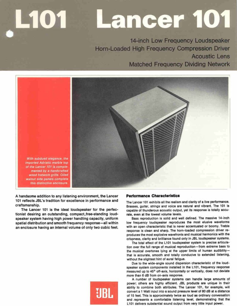 Speakers – JBL Lancer 101 – Dumortier Tube Audio and more
